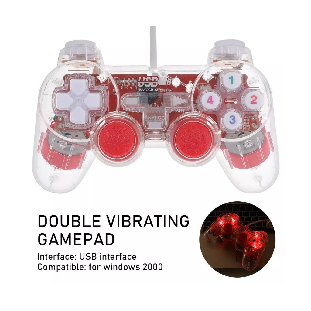 EW-702 USB 2.0 Single Transparent Gamepad With 2 meter Full Copper ...