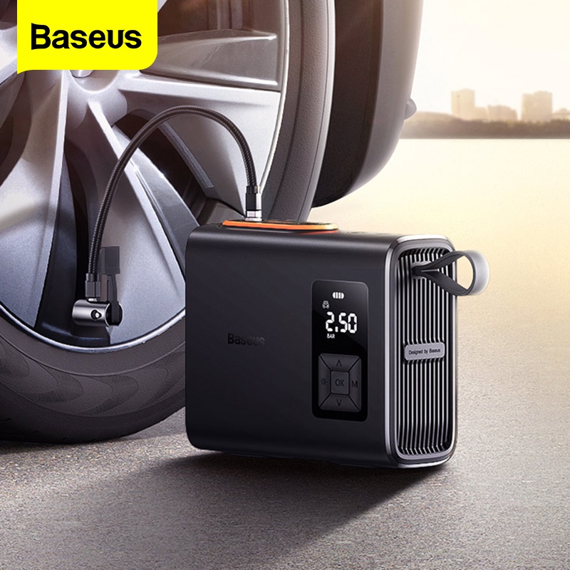 Baseus Car Air Compressor Electric Tyre Inflator Pump With LED Lamp For Motorcycle Bicycle Tire ...