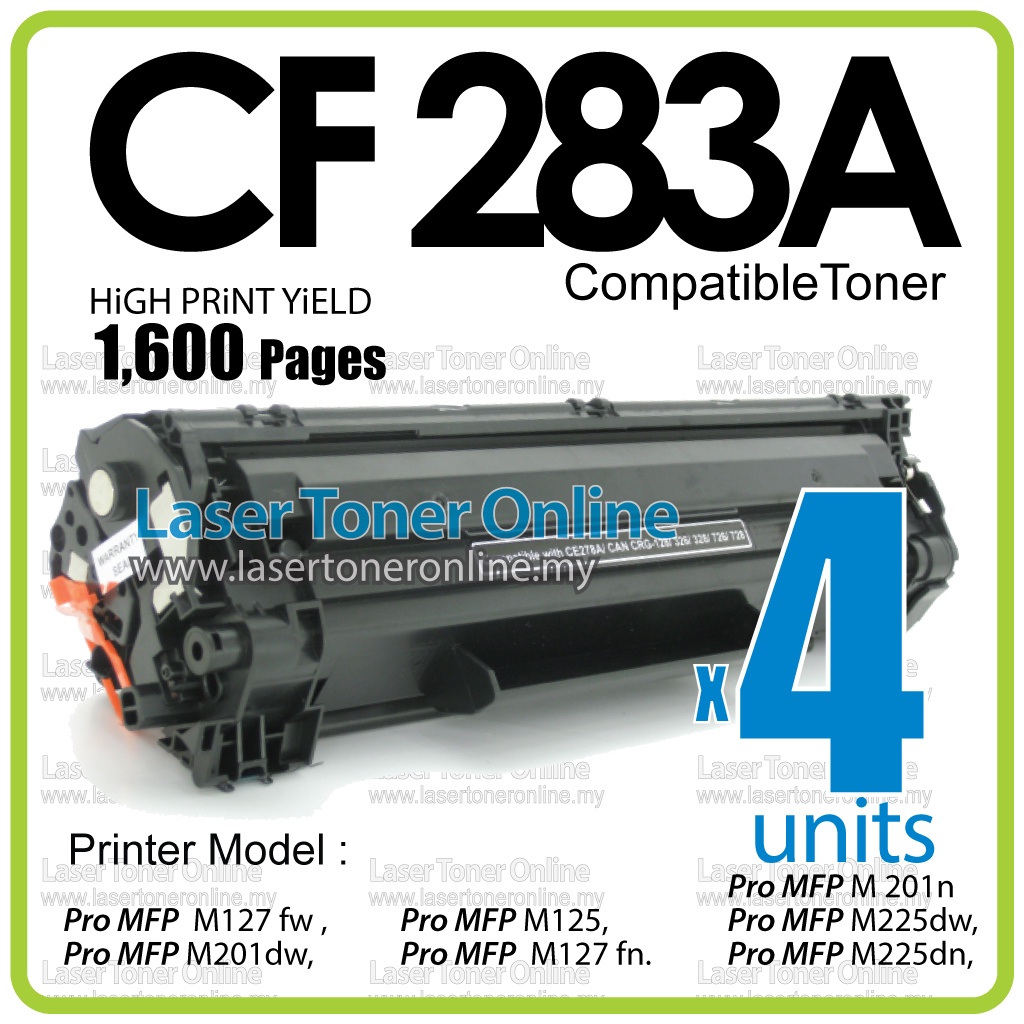 4x Compatible to H* CF283A CF 283A 83A H*83A LaserJet Pro MFP M125 M127 ...