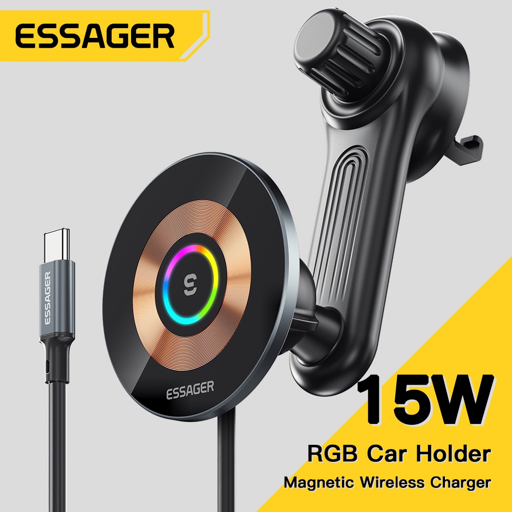 Essager 360° Rotation Magnetic Wireless Car Charger Mount Compatible ...