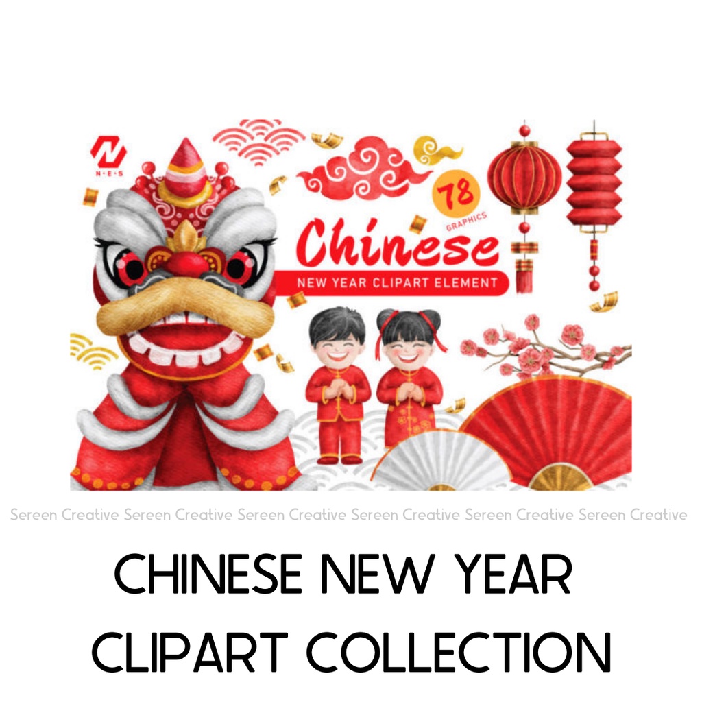 CC40 Chinese New Year Clipart Collection (Illustrations, Clipart ...