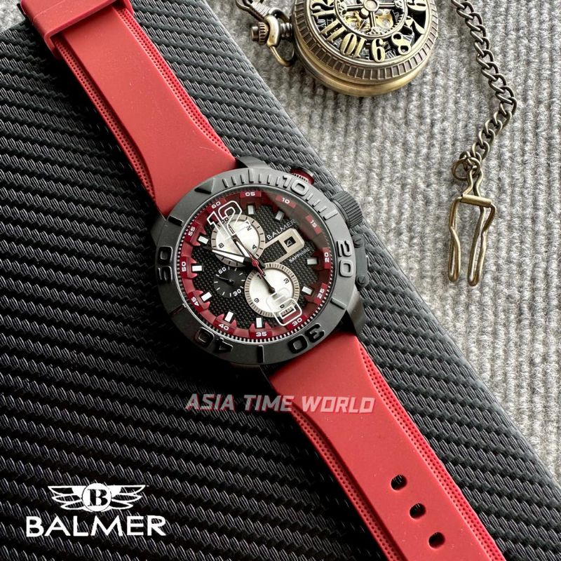BALMER | 8811G BK-49 Chronograph Sapphire Men's Watch with Black Red ...