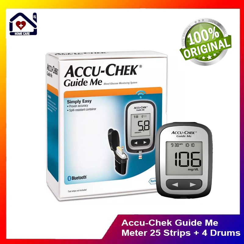 Accu-Chek Guide Me Glucose Meter Set 25 strips 4 drums kencing manis ...