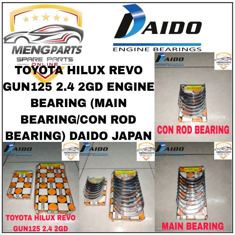 DAIDO JAPAN TOYOTA HILUX REVO GUN125 2.4 2GD ENGINE BEARING ( MAIN ...