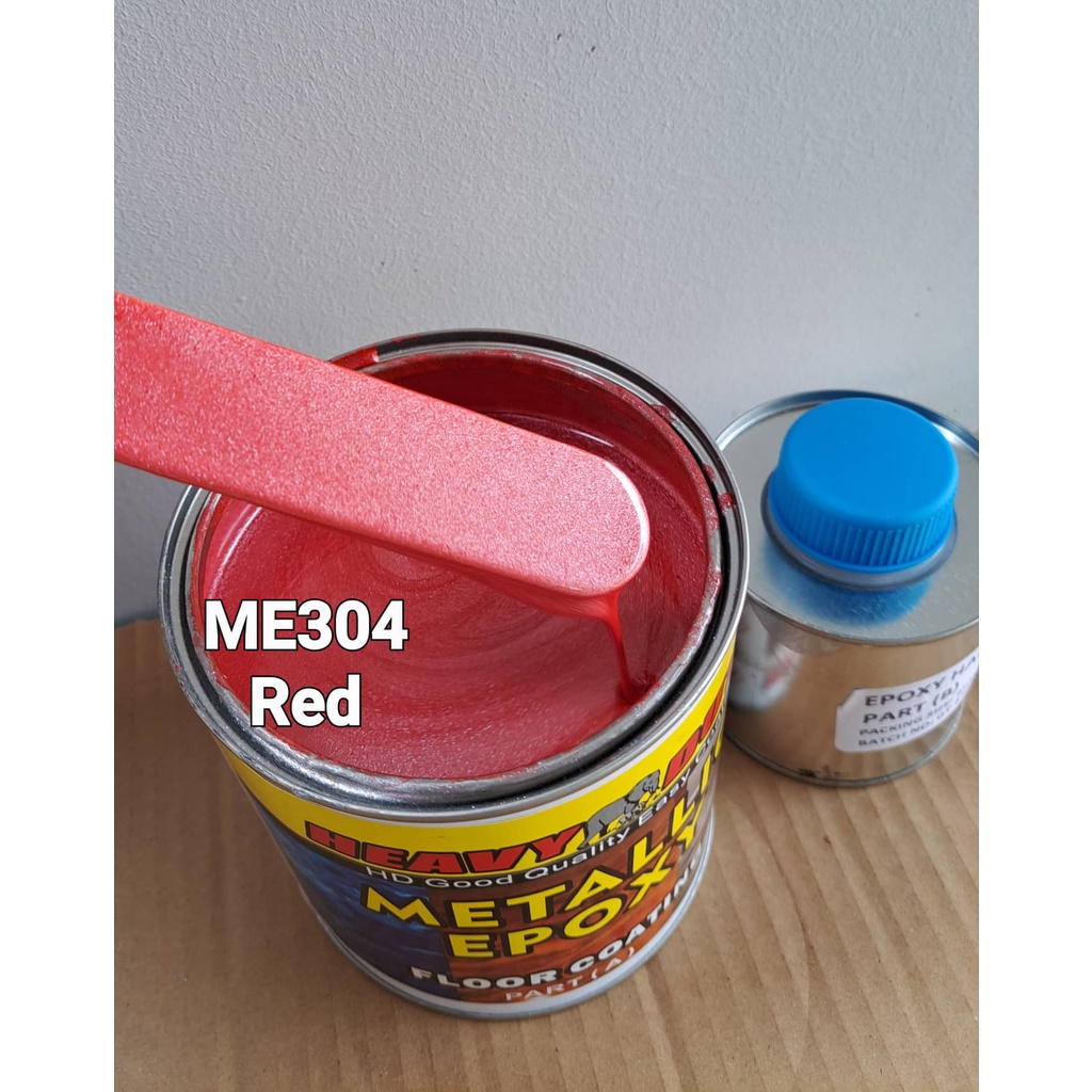 ME304 RED ( Metallic Epoxy Paint ) 1L METALLIC EPOXY FLOOR PAINT (HEAVY ...
