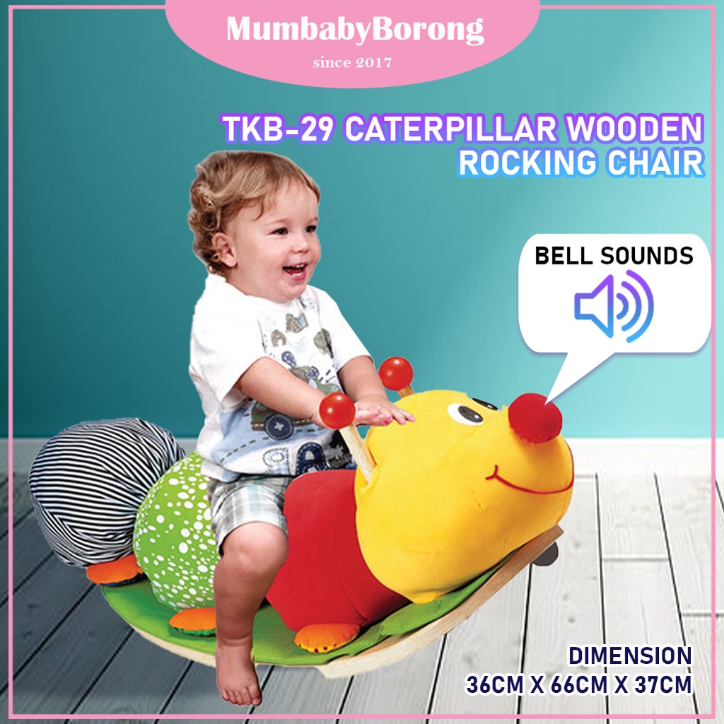 MB【Caterpillar Design】Kid Wooden Rocking Chair Baby Rocking Bouncer Rocker Chair Balancing ...