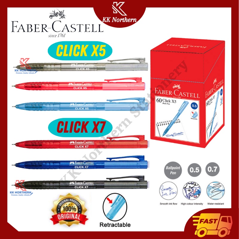 Faber-Castell Click X5 / Click X7 0.5mm / 0.7mm Faber Castell Retractable Ball Pen | Shopee Malaysia