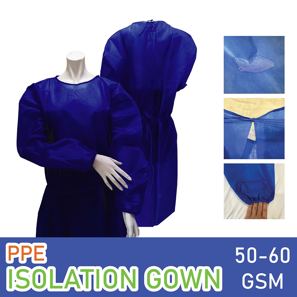 5pcs PPE - ISOLATION GOWN WITH NON-WOVEN PP, 隔离衣, BREATABLE GOWN, BAJU ...