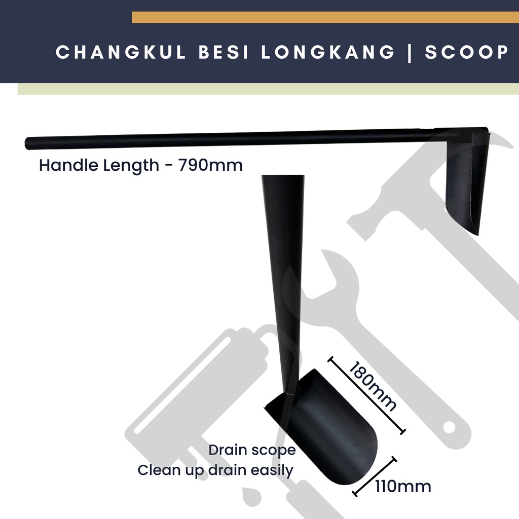 [Heavy duty] Metal Drain Scoop Hoe | Changkul Besi | Cangkul longkang ...
