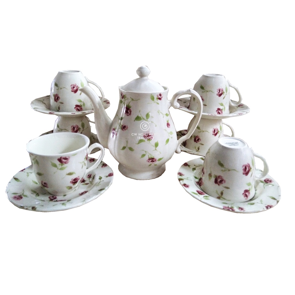 Claytan 0306N Floret Pink 14Pcs (6Pax) Set Teh | Set Cawan Teh | Teaset ...