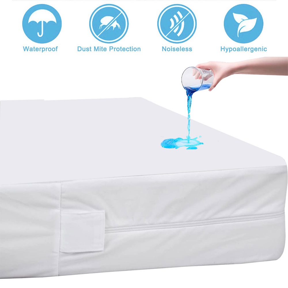Zippered Mattress Cover Waterproof Mattress Protector 6 Sides ...