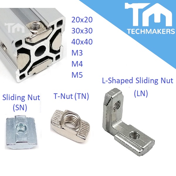 Sliding Slide Nut (SN) / T-Nut (TN) / L-Shaped Sliding Nut (LN) For Fastener Aluminum Profile EU ...