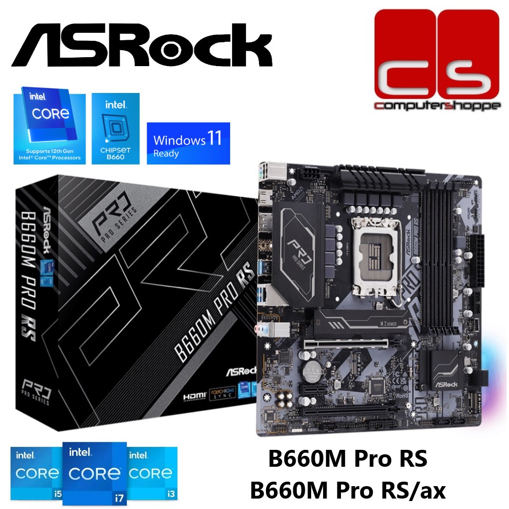 ASRock B660M Pro RS/B660M Pro RS/AX WIFI LGA 1700 Micro-ATX Motherboard ...