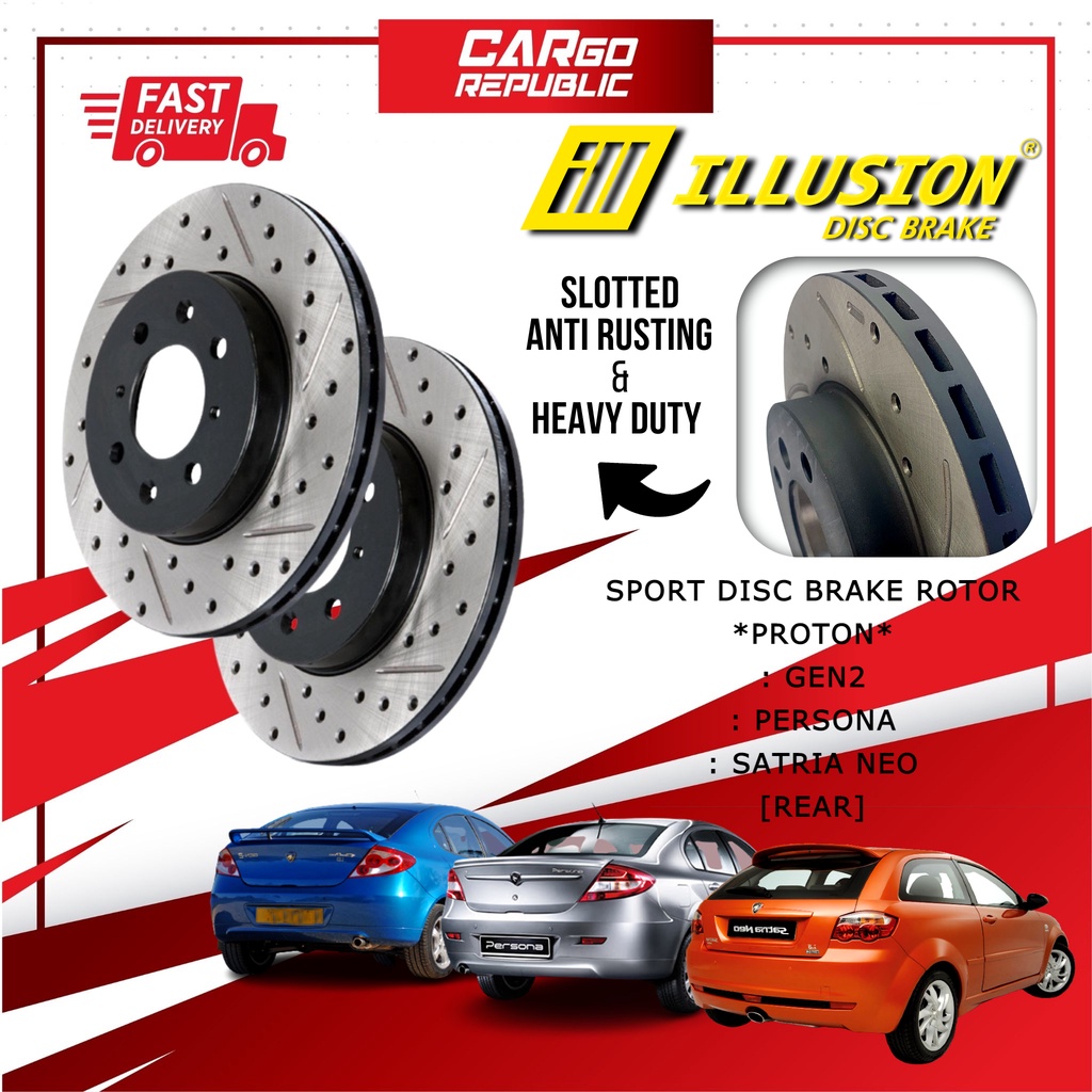 Illusion Sport Disc Brake Rotor & OEM Brake Pad Proton Gen2 , Persona ...