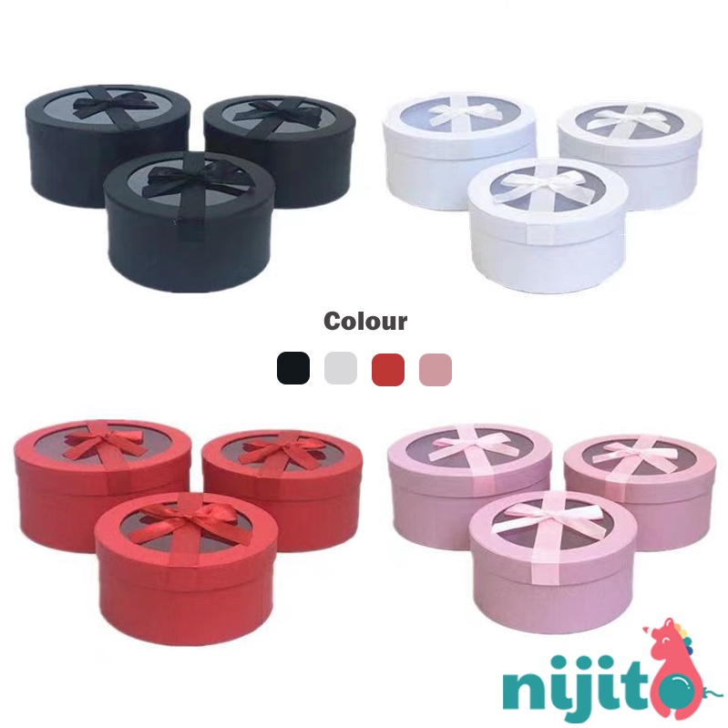 Nijito - Round Valentine Present Box Storage Box Birthday Gift Box ...