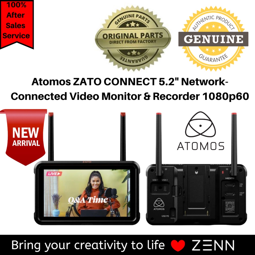 Atomos ZATO CONNECT 5.2" Network-Connected Video Monitor & Recorder ...