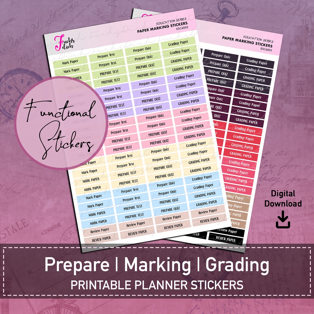 FuchsDich Printable Prepare Mark Grade Planner Stickers | PDF File ...