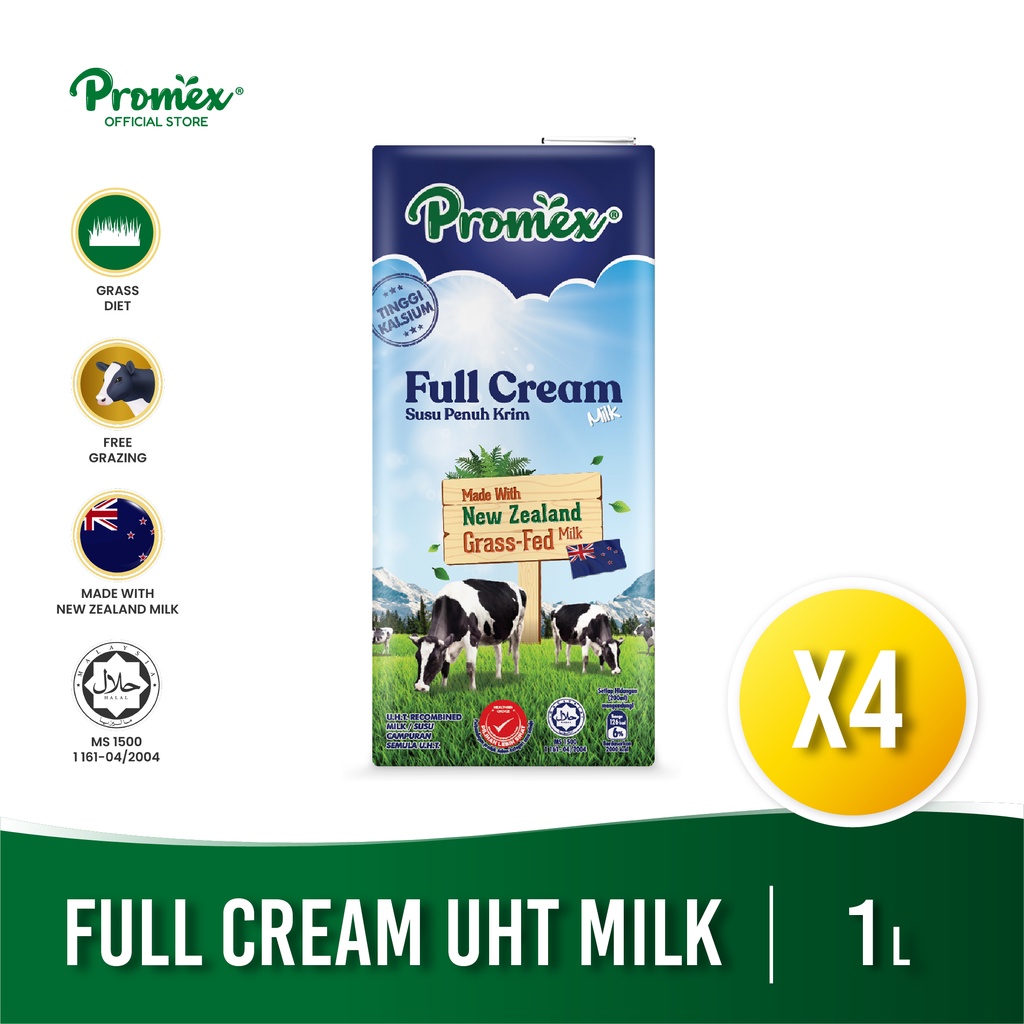 Promex Grass-fed UHT Full Cream Milk (1L x 4) | Shopee Malaysia