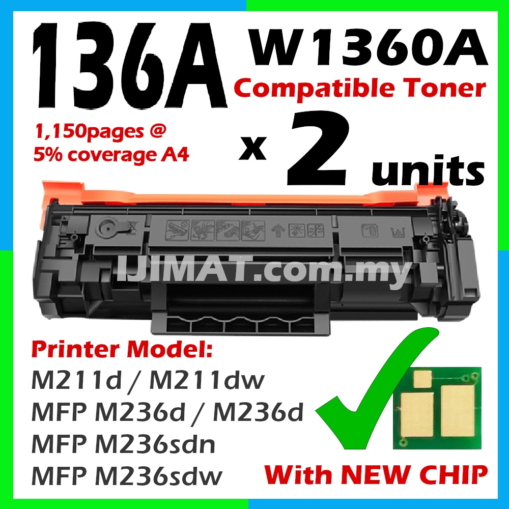 2x 🔥WITH CHIP🔥Compatible Toner W1360A W1360XL 136A W1360X 136X HP ...