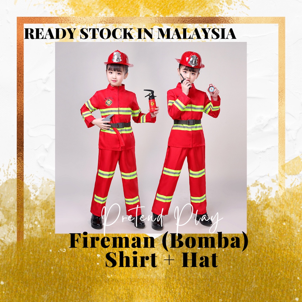 Kids Pretend Play - Costume Role Occupation Uniform For Fireman ...