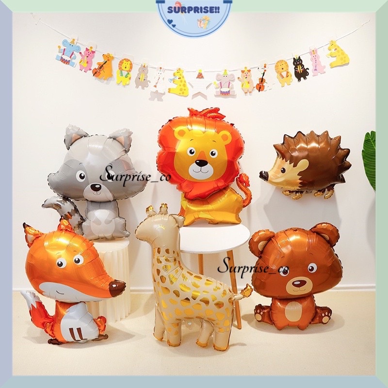 Forest Theme Animal Foil Balloon (Tiger/Rabbit/Lion/Giraffe/Bear/Hippo ...