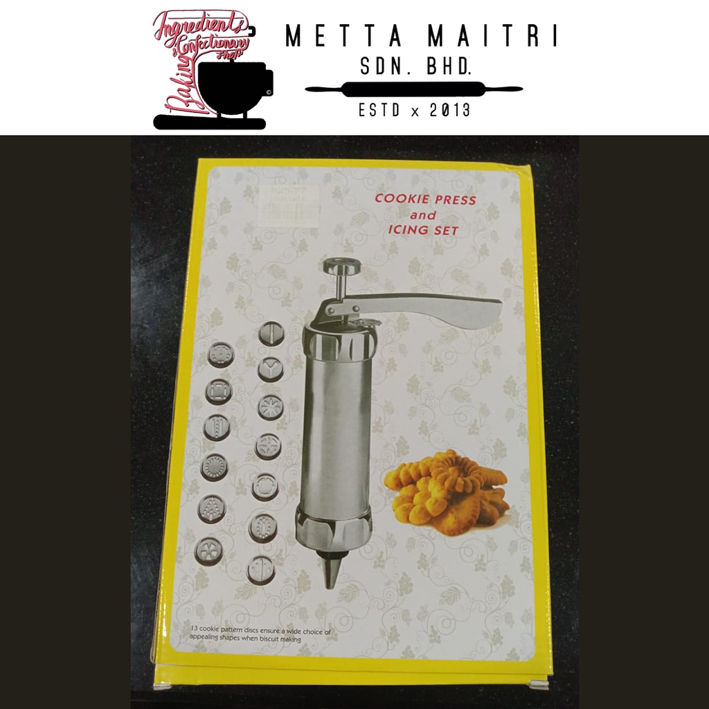 Metta Maitri Cookie Stainless Steel Press Icing Set Baking with 13 ...