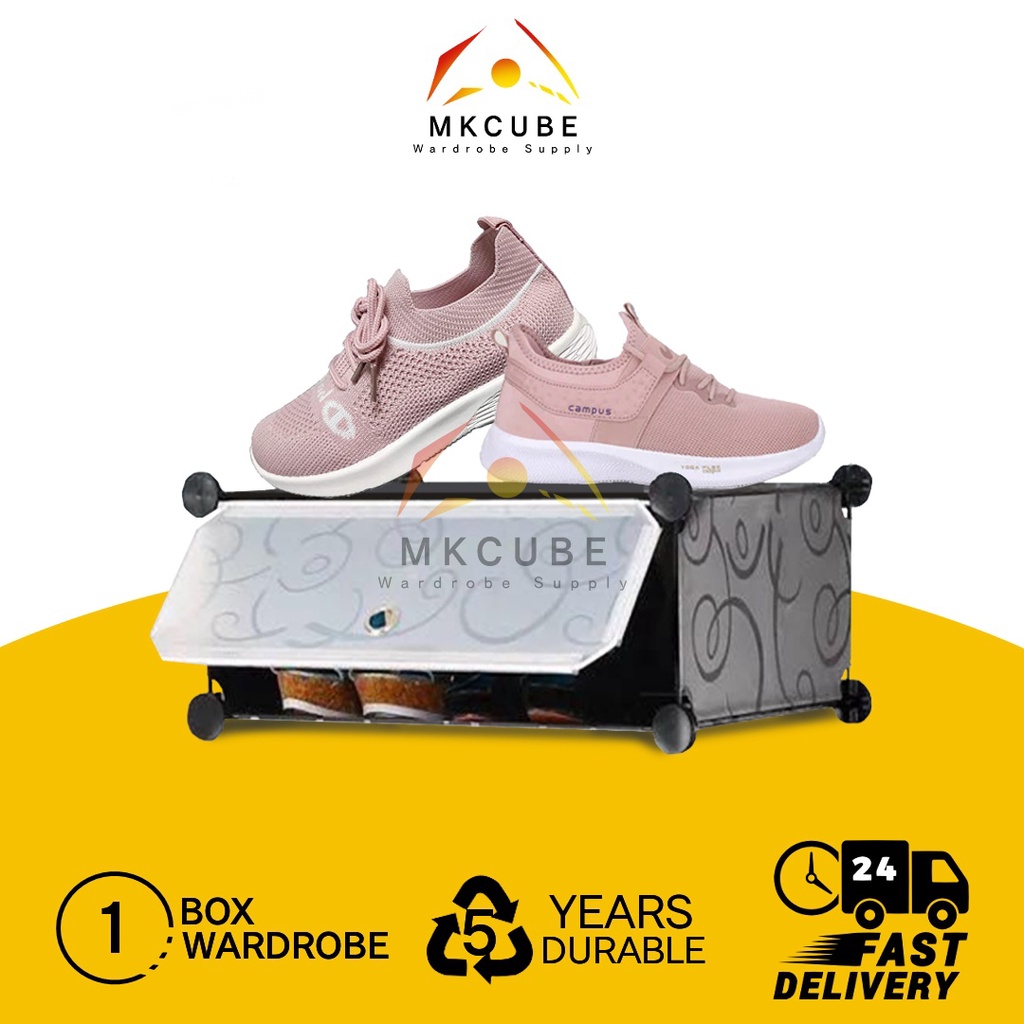 MKCUBE Shoe Box/Kotak Kasut /Stackable Shoes Rack/ Shoe Storage Box ...