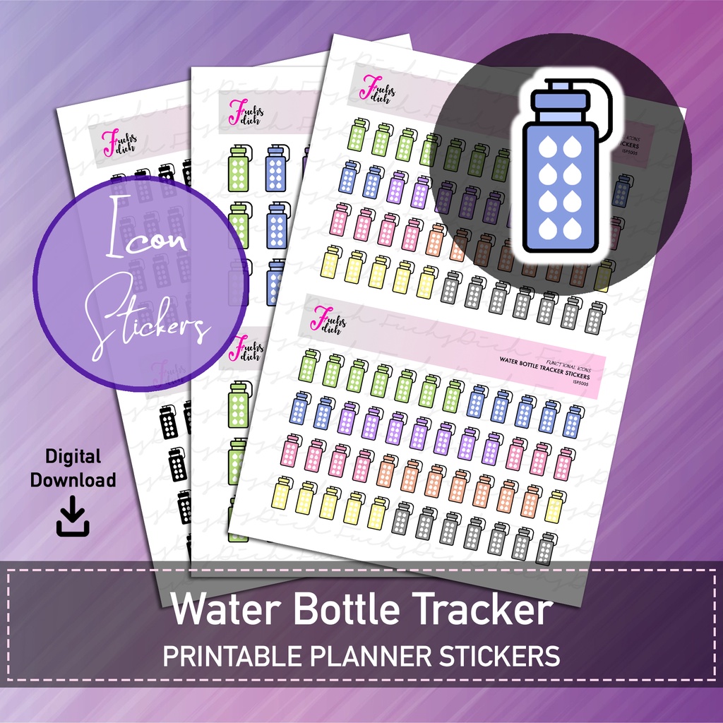 FuchsDich Printable WATER BOTTLE TRACKER Stickers | PDF File | Bottle ...