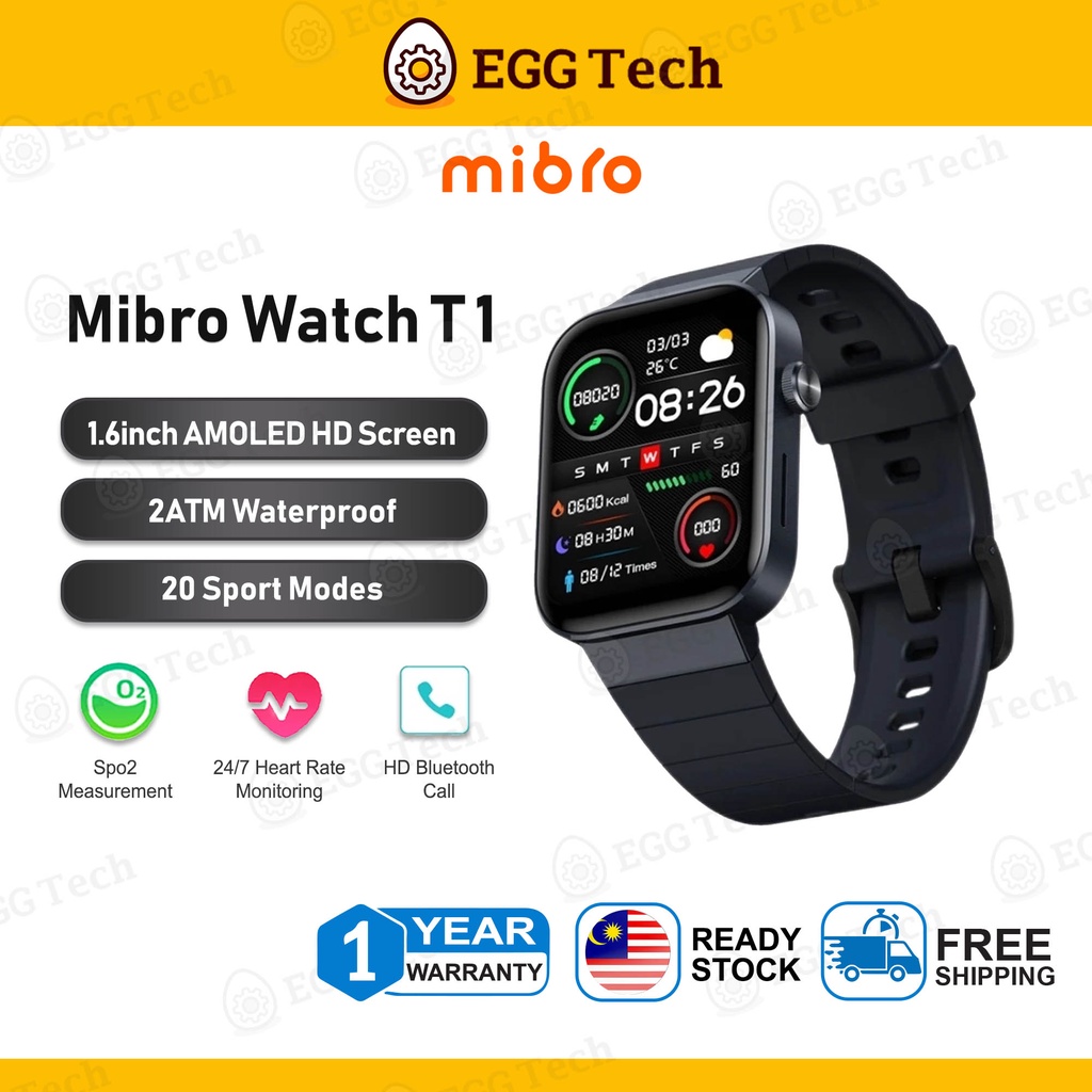 Mibro T1 Smartwatch Bluetooth Calling 1.6" AMOLED HD Display 20 Sport ...