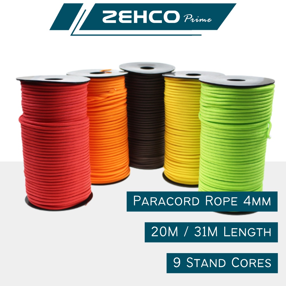 20M & 31M Paracord Rope 4mm 550 Military Standard 9 Cores Parachute ...