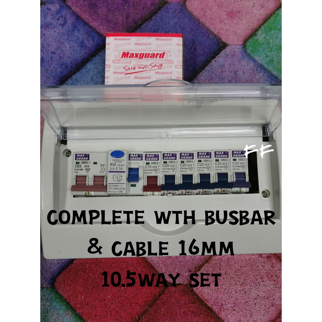 DB Box 10.5 way (Full Set) Maxguard or Full Set DB Box with MCB ELCB ...