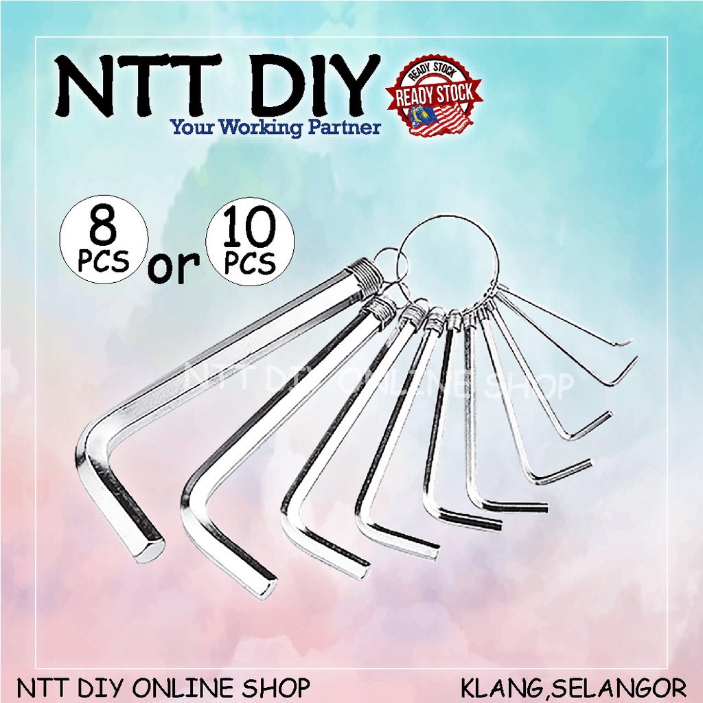 NTT DIY Mini Micro Metric Hex Hexagon Allen Alan Key Hex Key Wrench Set ...