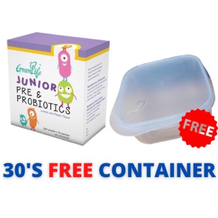 GREENLIFE JUNIOR PRE & PROBIOTICS 3GM X 30'S (LEMON & PEACH FLAVOR) FOC ...