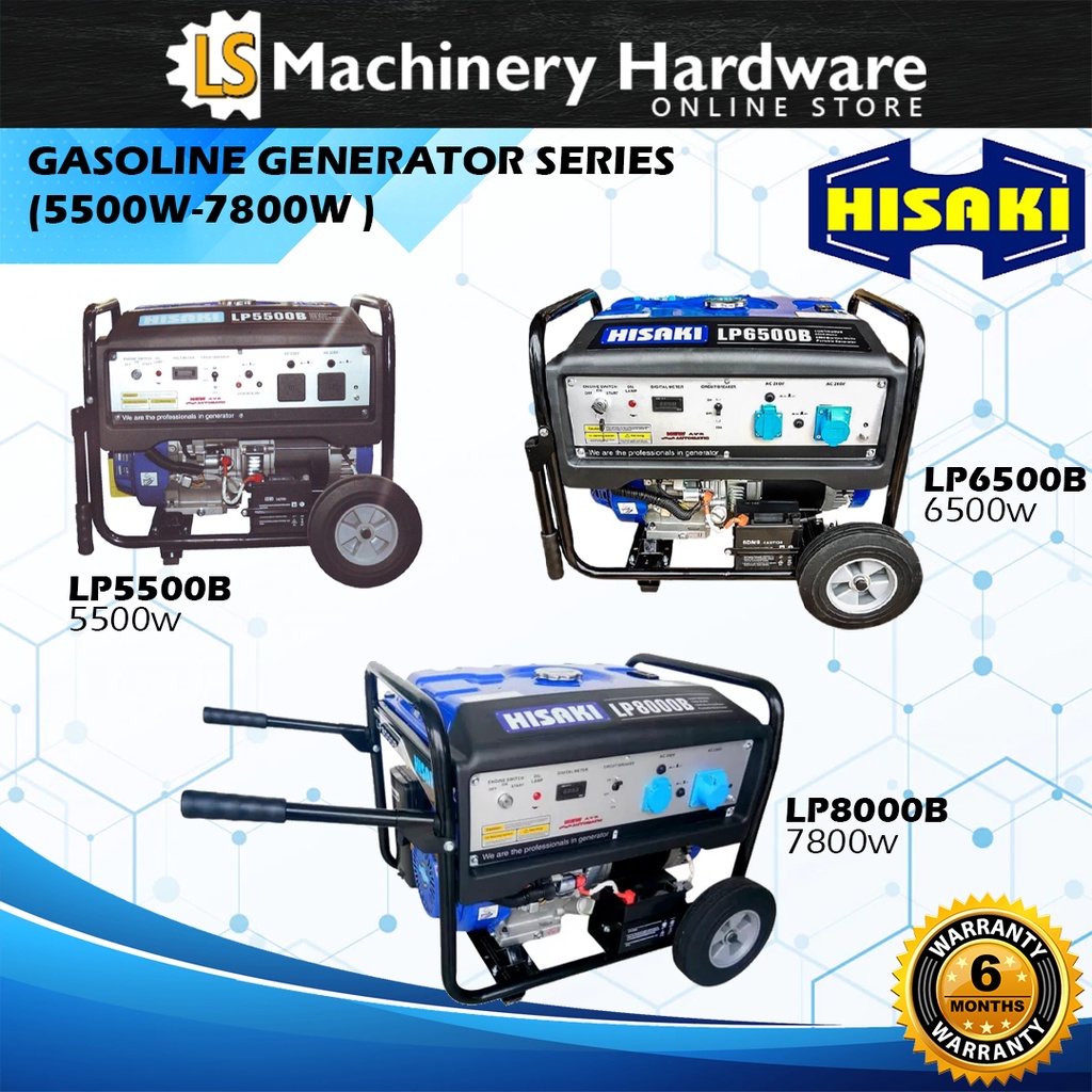Hisaki Gasoline Generator 5500W to 7800W Series - 6 Months Warranty ...
