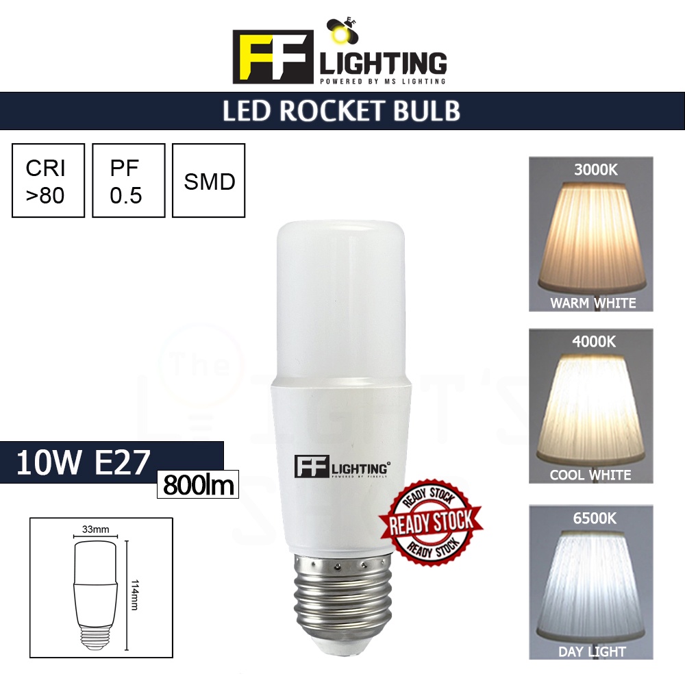 FFL LED ROCKET BULB 10W E27 DAY LIGHT/COOL WHITE/WARM WHITE FF LIGHTING ...