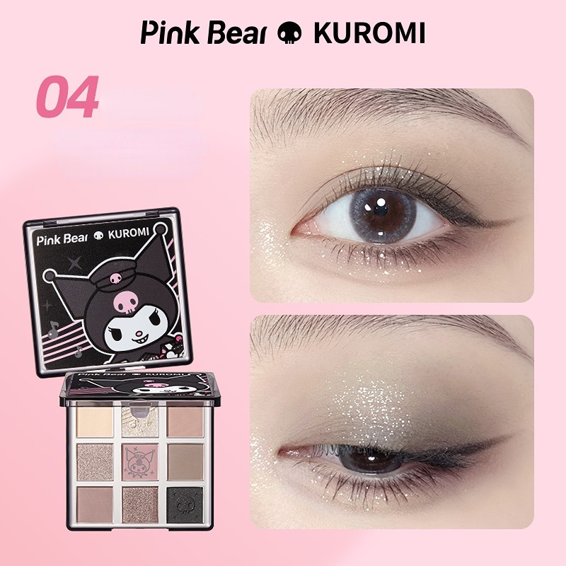 Sanrio PINK BEAR 9 Colors Eyeshadow Palette Kuromi MELODY Fairy Glitter ...