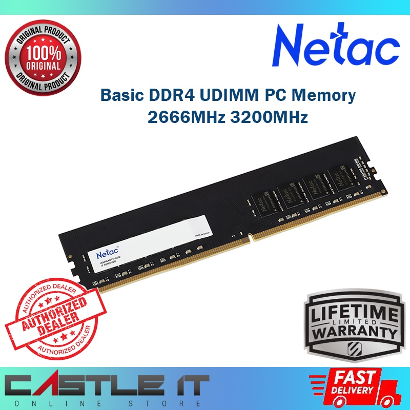Netac Basic DDR4 8GB / 16GB 3200MHz C22 Desktop PC RAM Memory Module ...