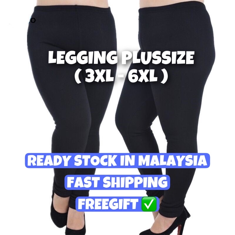 [READY STOCK] LEGGING PLUSSIZE BLACK 3XL - 6XL STRETCHABLE COTTON POLYESTER | Shopee Malaysia