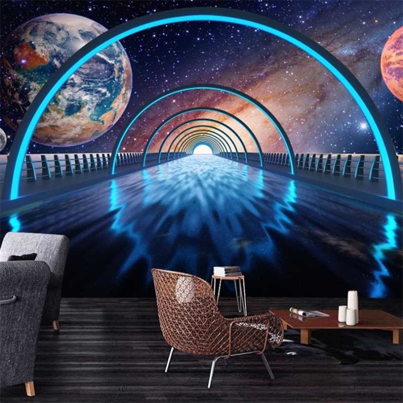 Custom Space Universe Planet Wallpaper Mural Living Room Sofa TV ...