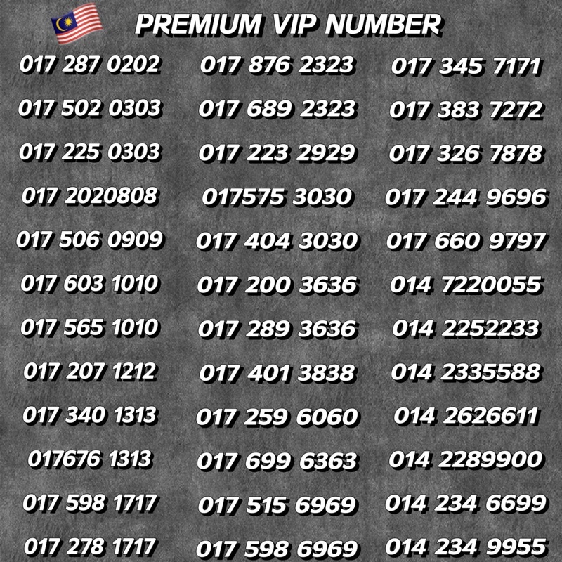 VIP Number ABAB , AABB , ABBB, ABBA , Fengshui VIP Number ,Lucky Number ...