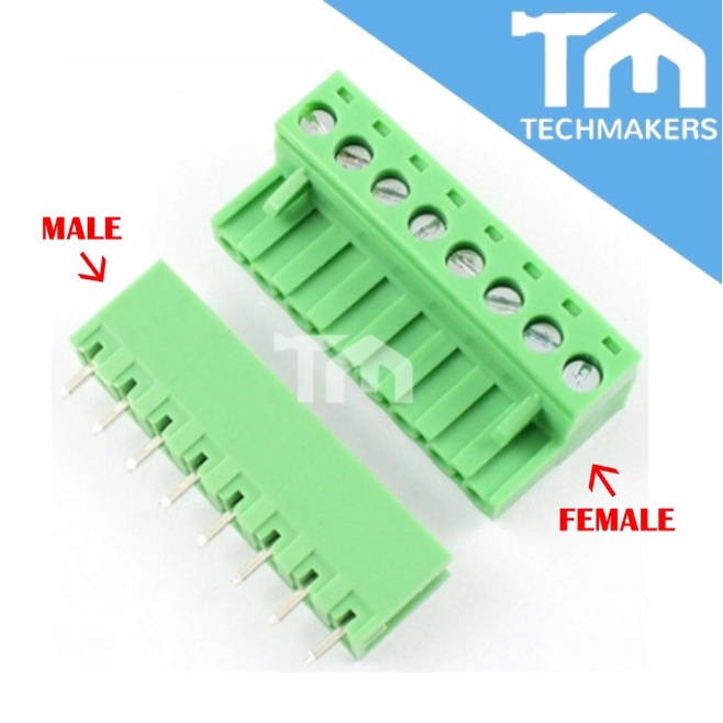 5.08mm (for 5mm) Pitch 6 Pin Straight Screw Pluggable Terminal Block ...