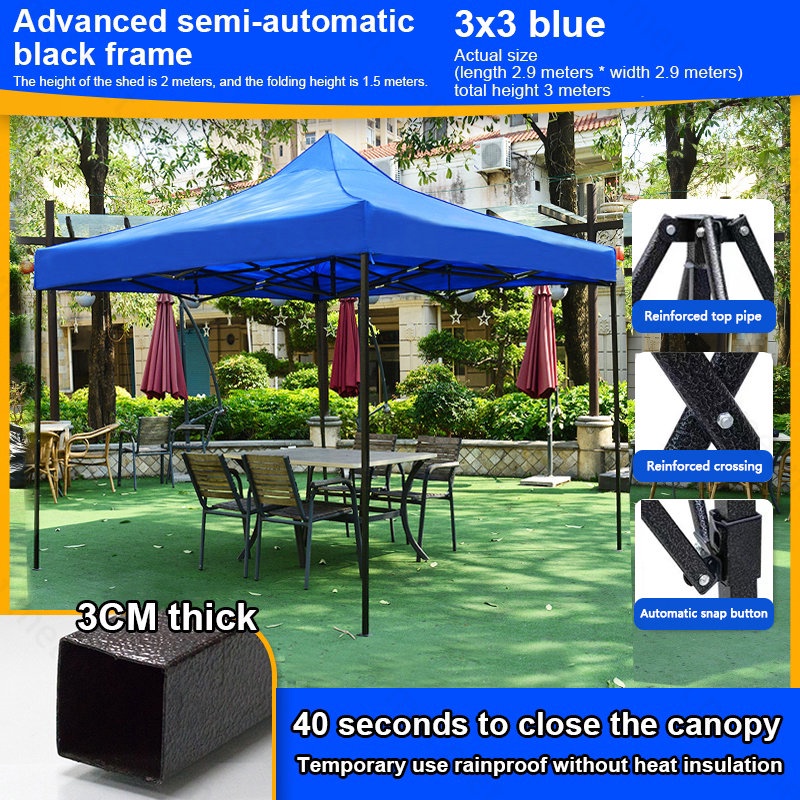 kain khemah 10x10 Feet Full Set Roof 3x3m Foldable Canopy Tent Night ...