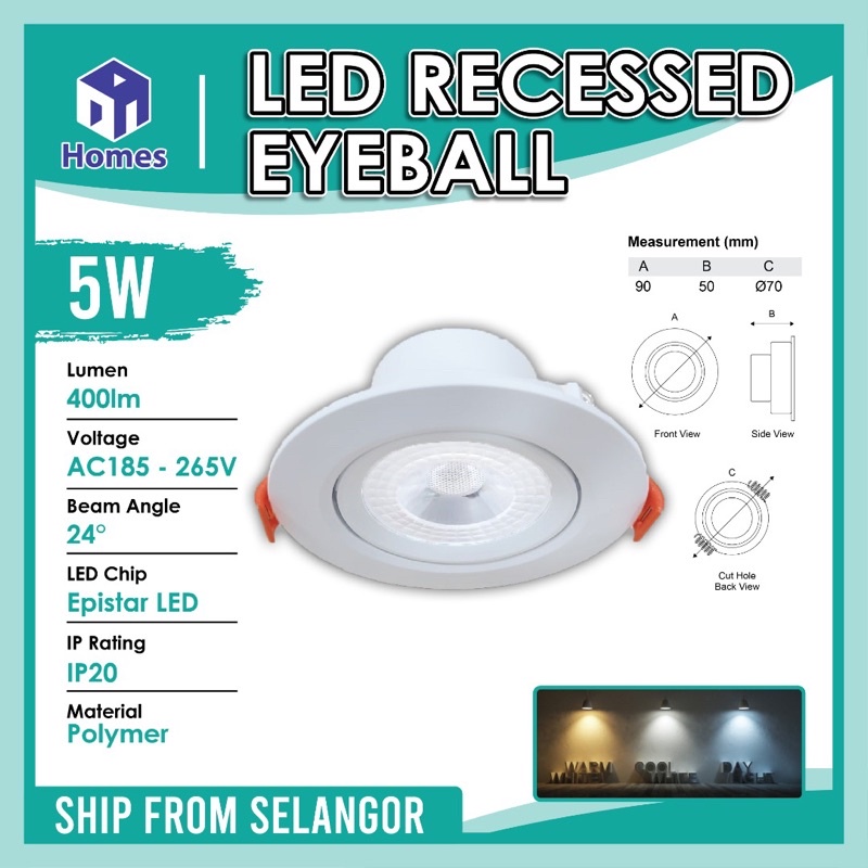 5w Recessed LED Eyeball / LED Spotlight / LED Downlight / LED Cabinet ...