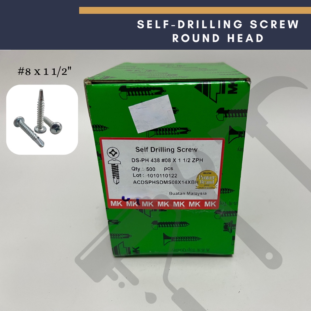 Round Head [Box] MK Self Drilling Screw | Metal Screw | Skru Besi ...