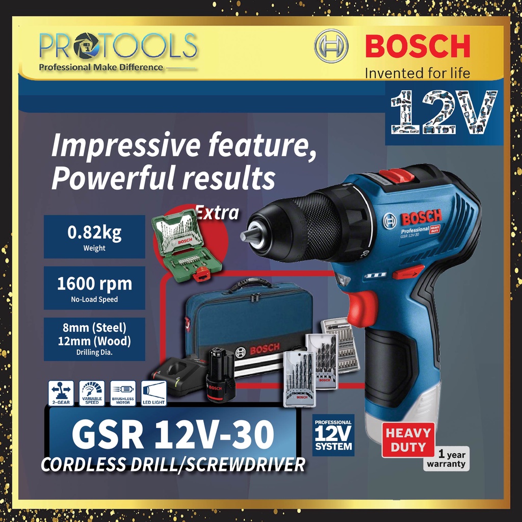 BOSCH 12V GSR 12V-30 ( GSR12V-30 ) BRUSHLESS CORDLESS IMPACT DRILL ...