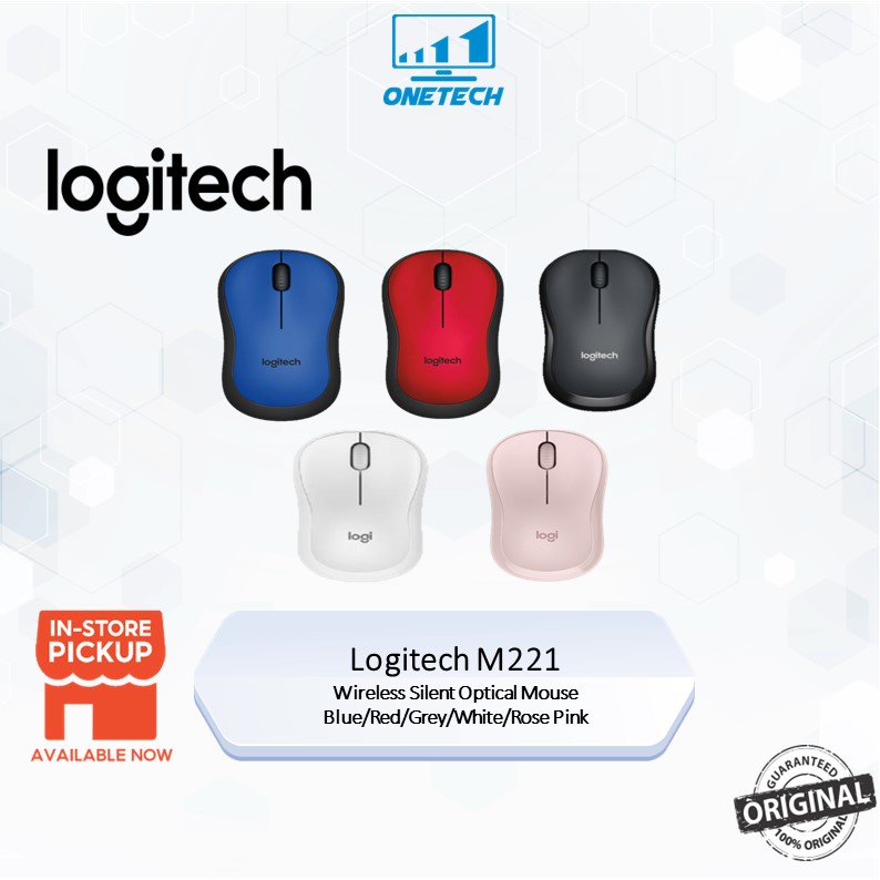 Logitech M221 Wireless Silent Optical Mouse - Grey/Blue/Red/White/Pink ...