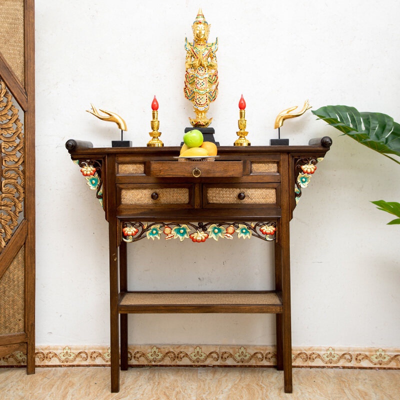 Solid Wood Hand Carved Buddha Offering Table, Console Table Accent ...