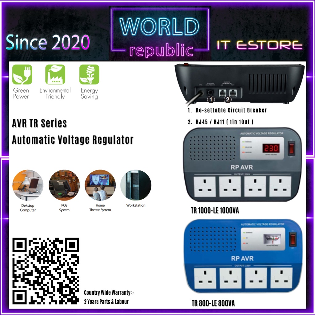 Right Power AVR 800VA TR800-LE TR800LE TR-800LE / 1000VA TR1000-LE ...