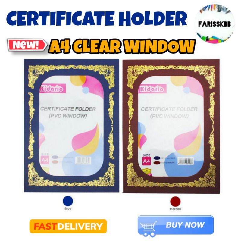 A4 CERTIFICATE FOLDER ( PVC COVER WINDOW) / KAD SIJIL A4 / SIJIL FILE ...