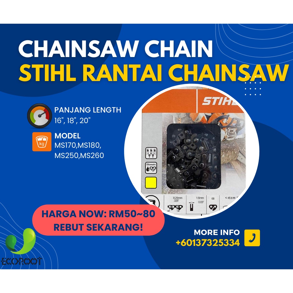 ECOROOT:100% ORIGINAL MS170 MS180 MS250 MS260 STIHL SAW CHAIN CHAINSAW (RANTAI CHAINSAW) Mata ...